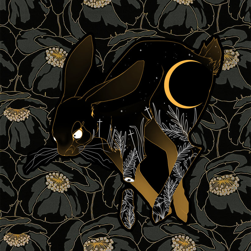Rabbit of the Moon Sticker – Whiskey Rabbit