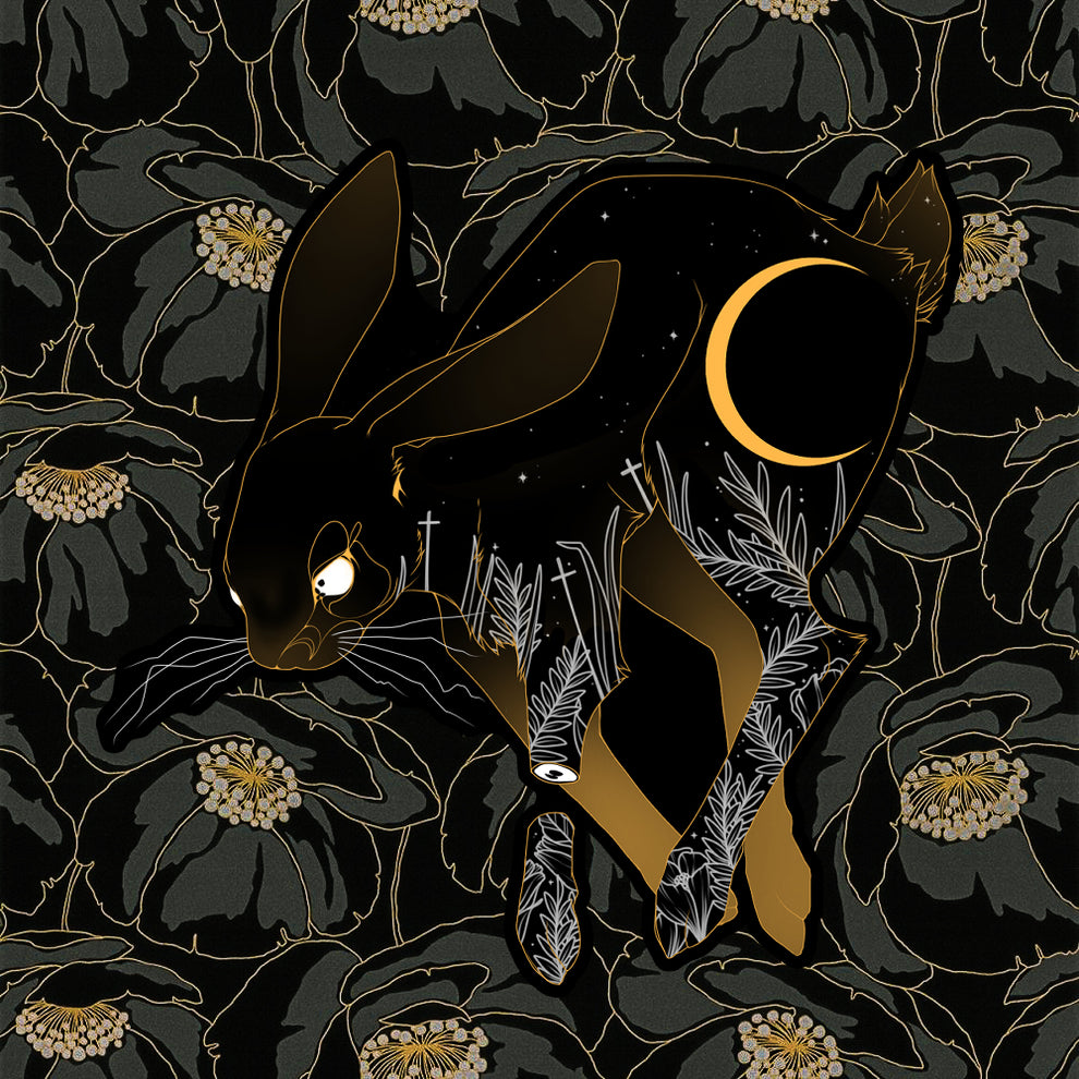 Rabbit of the Moon Sticker – Whiskey Rabbit
